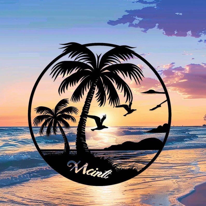 Custom Beach Palm Tree Sign,palm Tree Decor,personalized Beach House ...