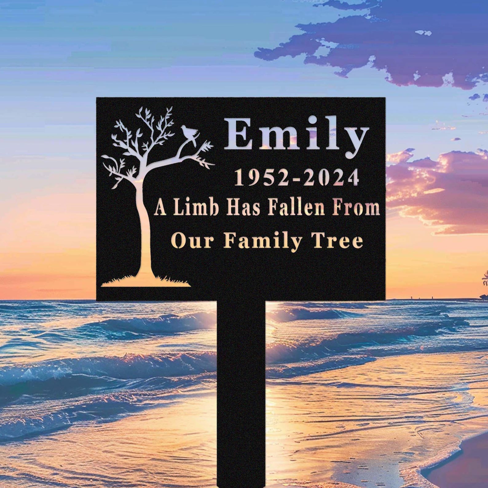 Custom Family Tree Memorial Garden Stake,planted in Loving Memorial ...