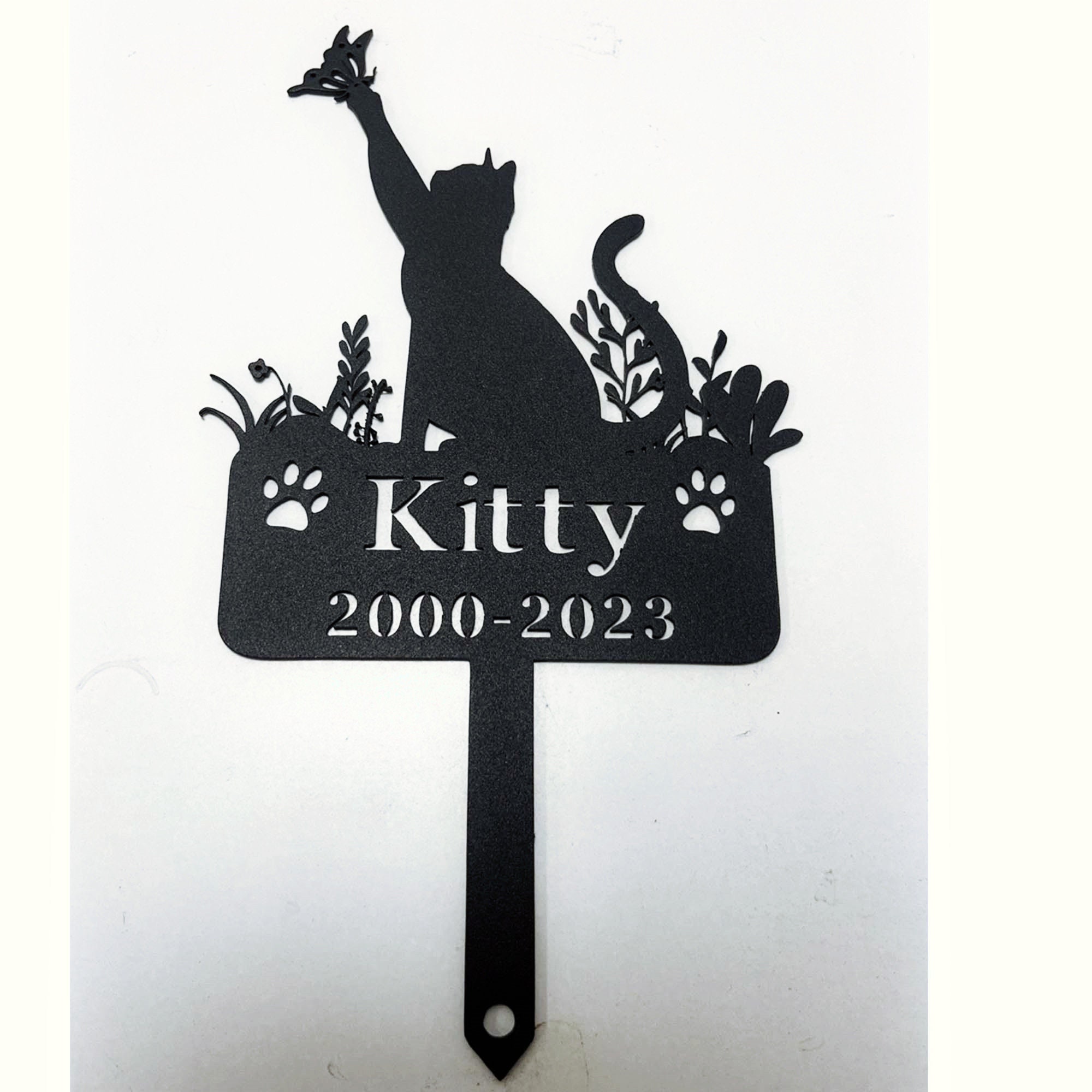 Personalized Cat Memorial Stake With Flowers,cat Metal Grave Marker ...