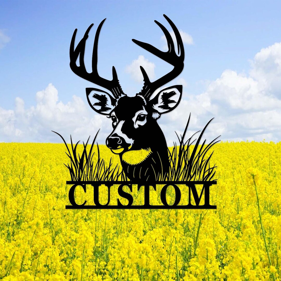 Custom Deer Metal Sign,deer Head Wall Art,personalized Deer Sign,deer ...