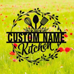 Custom Kitchen Sign, Kitchen Metal Wall Art, Personalized Kitchen Name ...