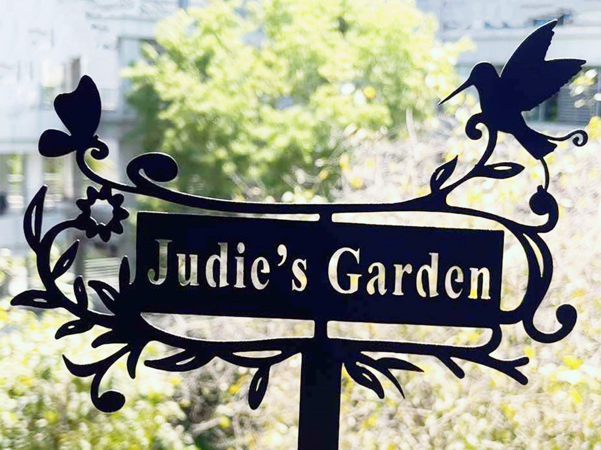 Personalized Metal Garden Sign,custom Garden Sign,bird Flower Garden ...