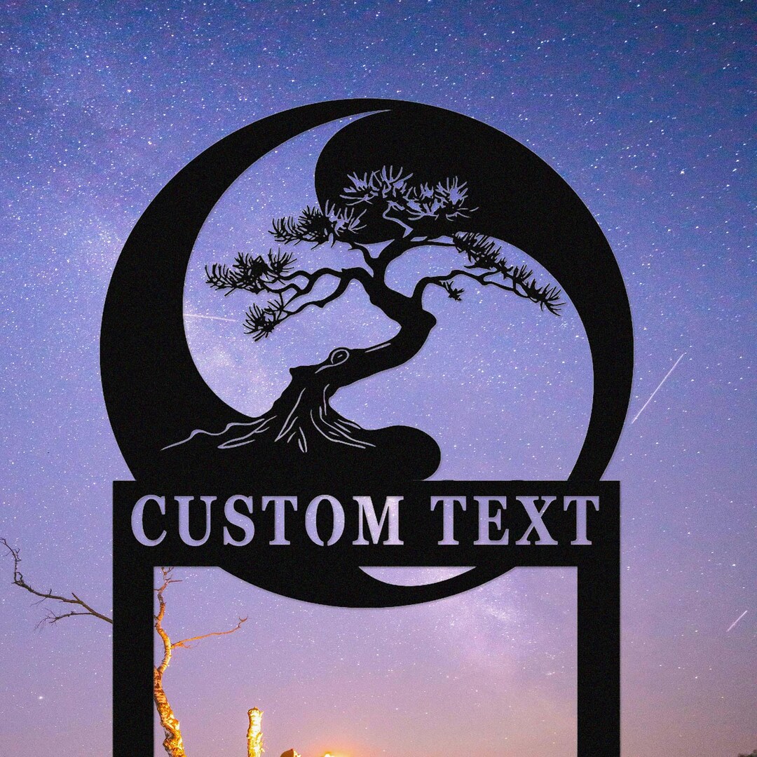 Personalized Bonsai Tree Metal Garden Sign, Custom Garden Sign, Bonsai ...