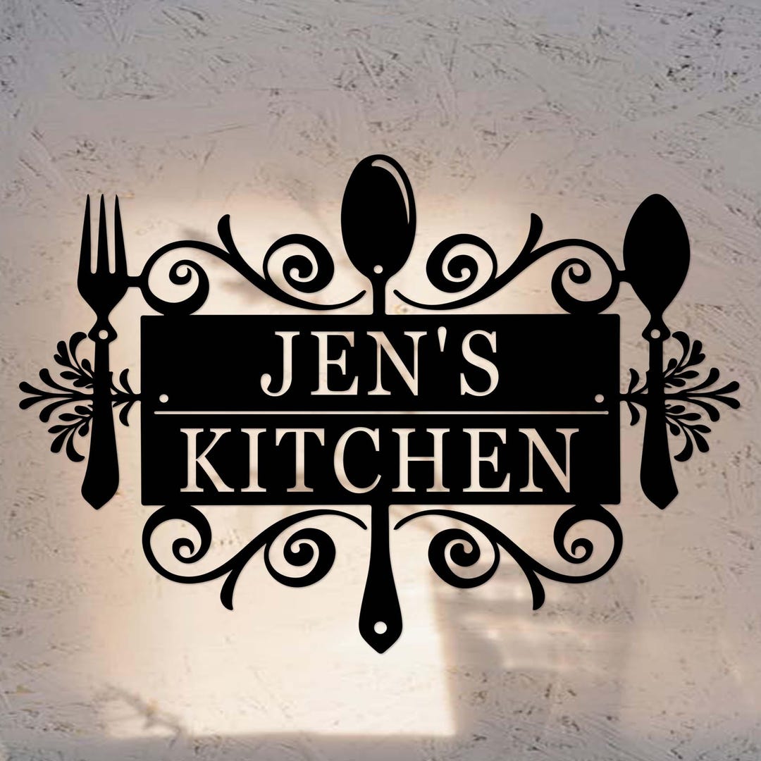 Custom Metal Kitchen Sign,kitchen Wall Art,personalized Kitchen Name ...