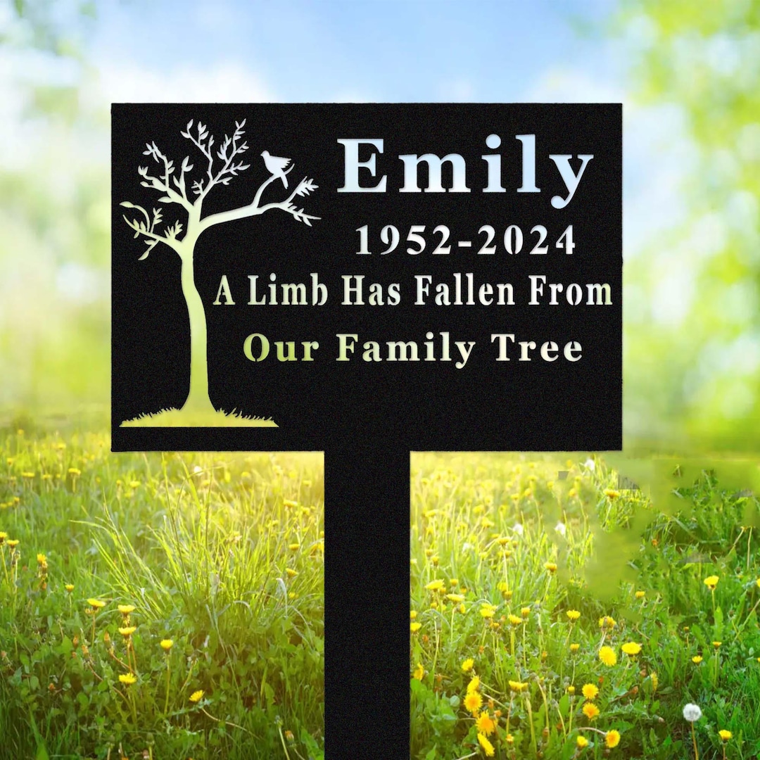 Custom Family Tree Memorial Garden Stake,planted in Loving Memorial ...