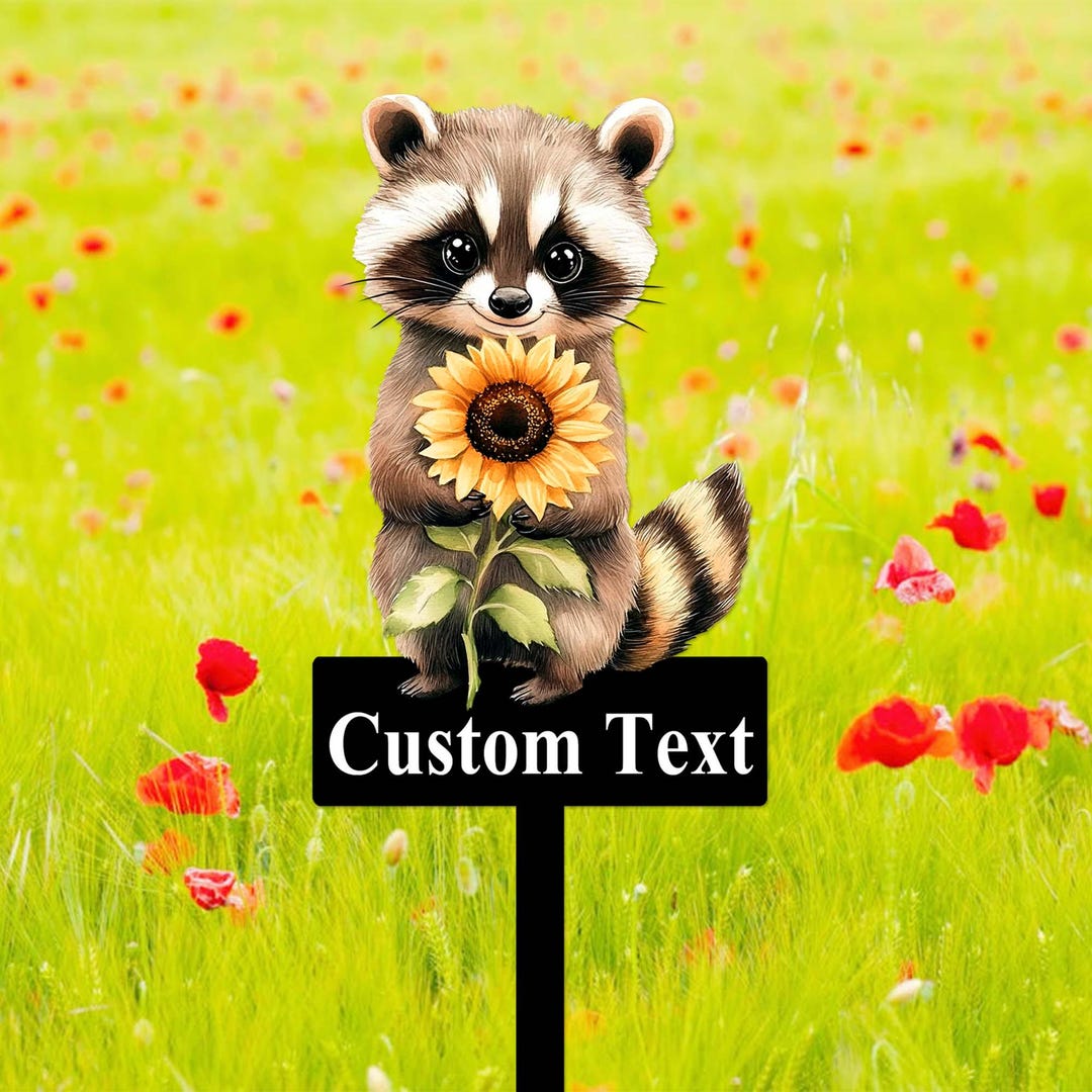 Personalized Metal Raccoon Grave Marker, Raccoon Memorial Stake With ...