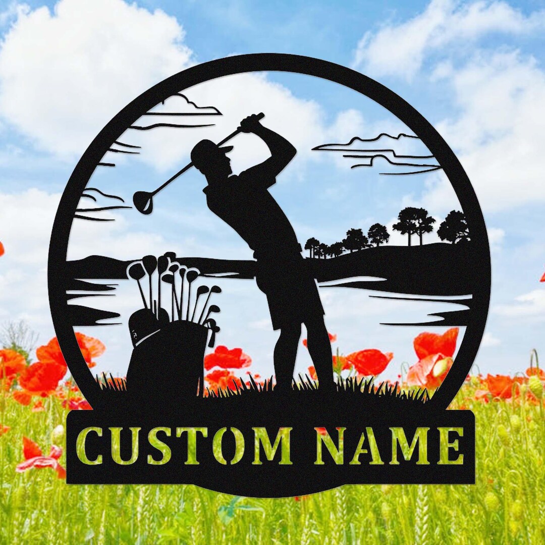 Personalized Golf Sign, Golf Metal Wall Art Decor, Custom Golf Bar Sign ...