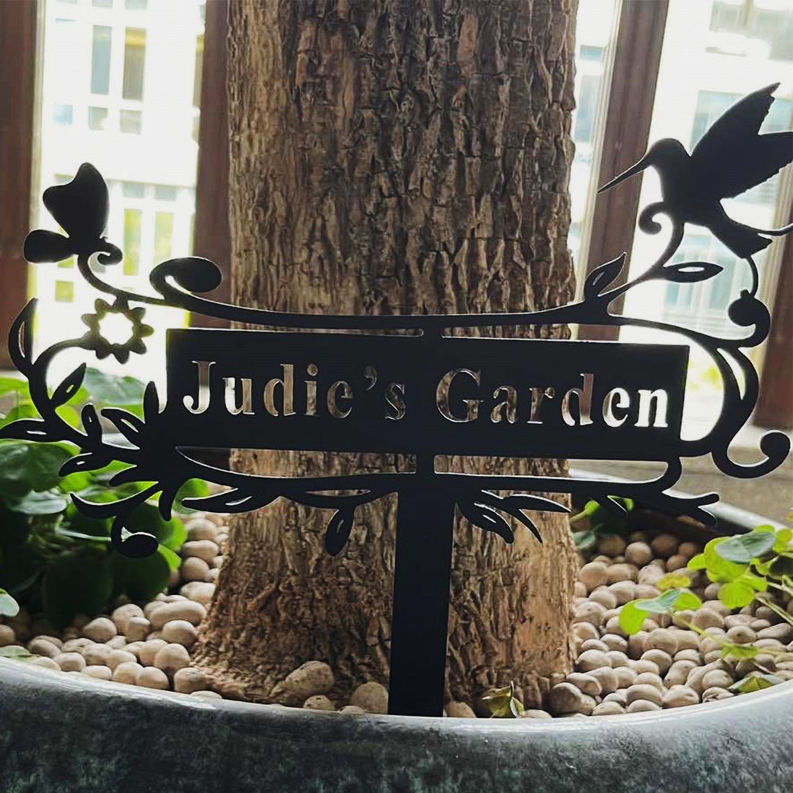 Personalized Metal Garden Sign,custom Garden Sign,bird Flower Garden ...
