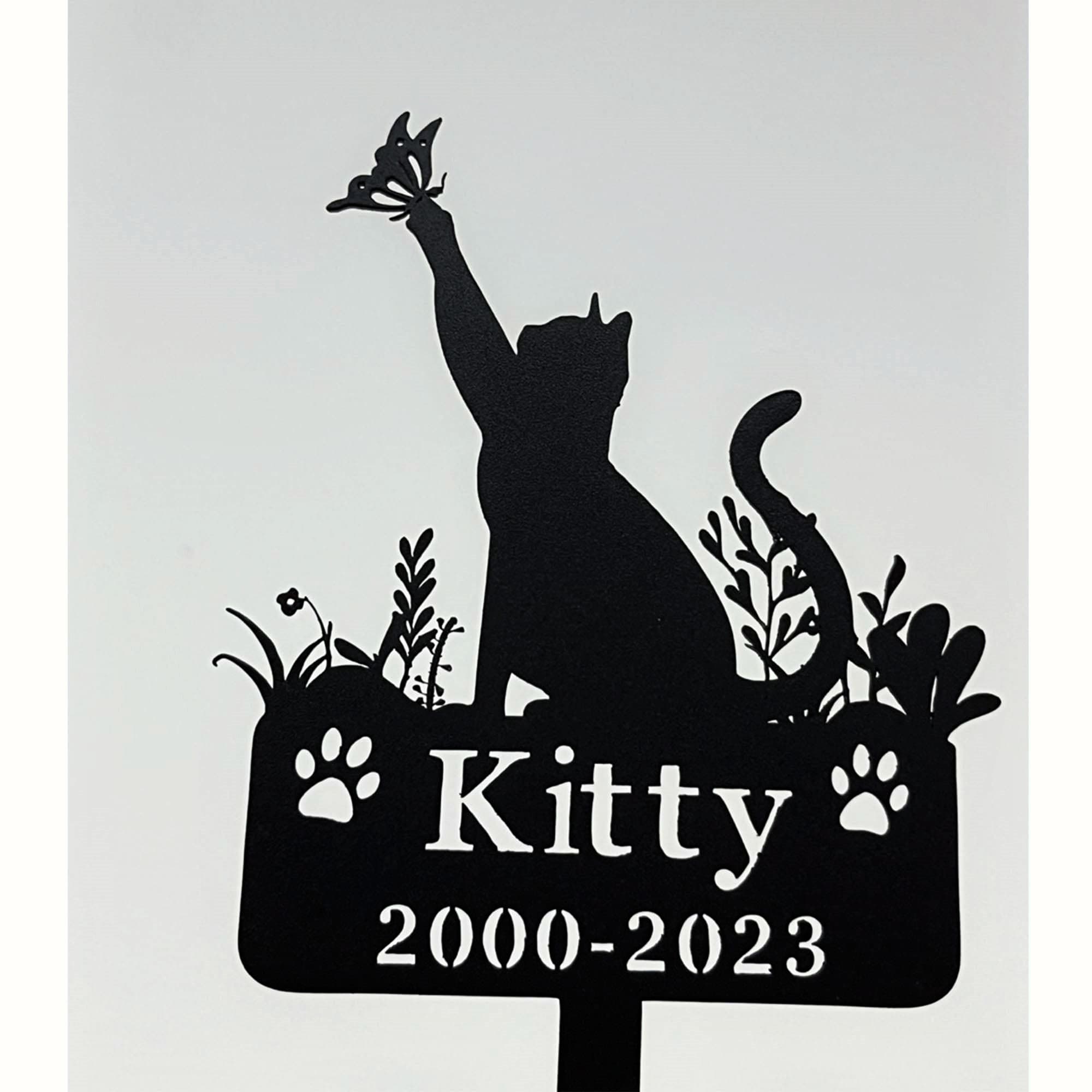 Personalized Cat Memorial Stake With Flowers,cat Metal Grave Marker ...
