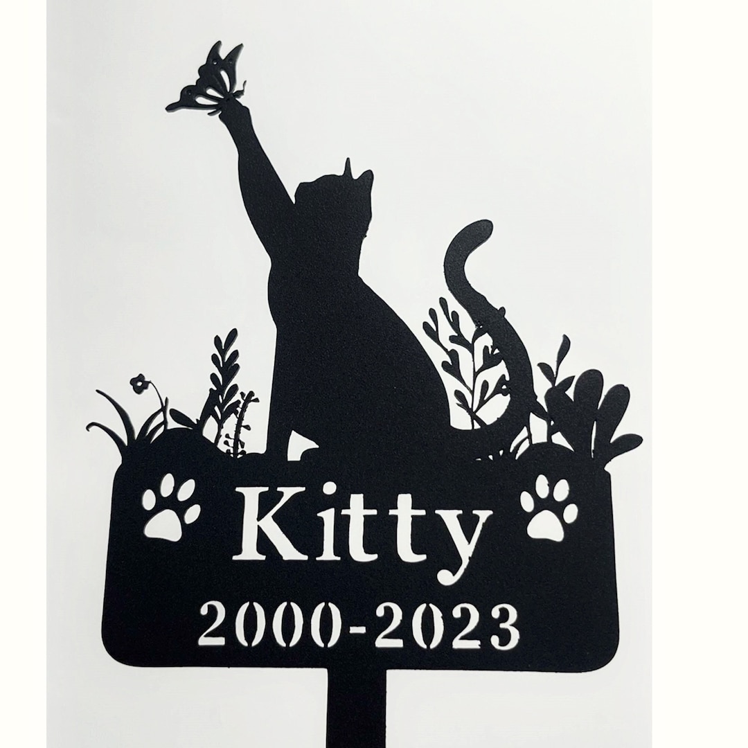Personalized Cat Memorial Stake With Flowers,cat Metal Grave Marker ...
