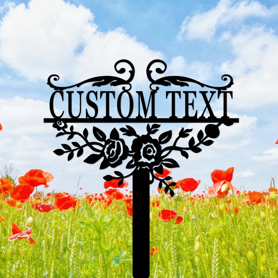Personalized Metal Garden Sign,custom Garden Sign,floral Garden Stake ...