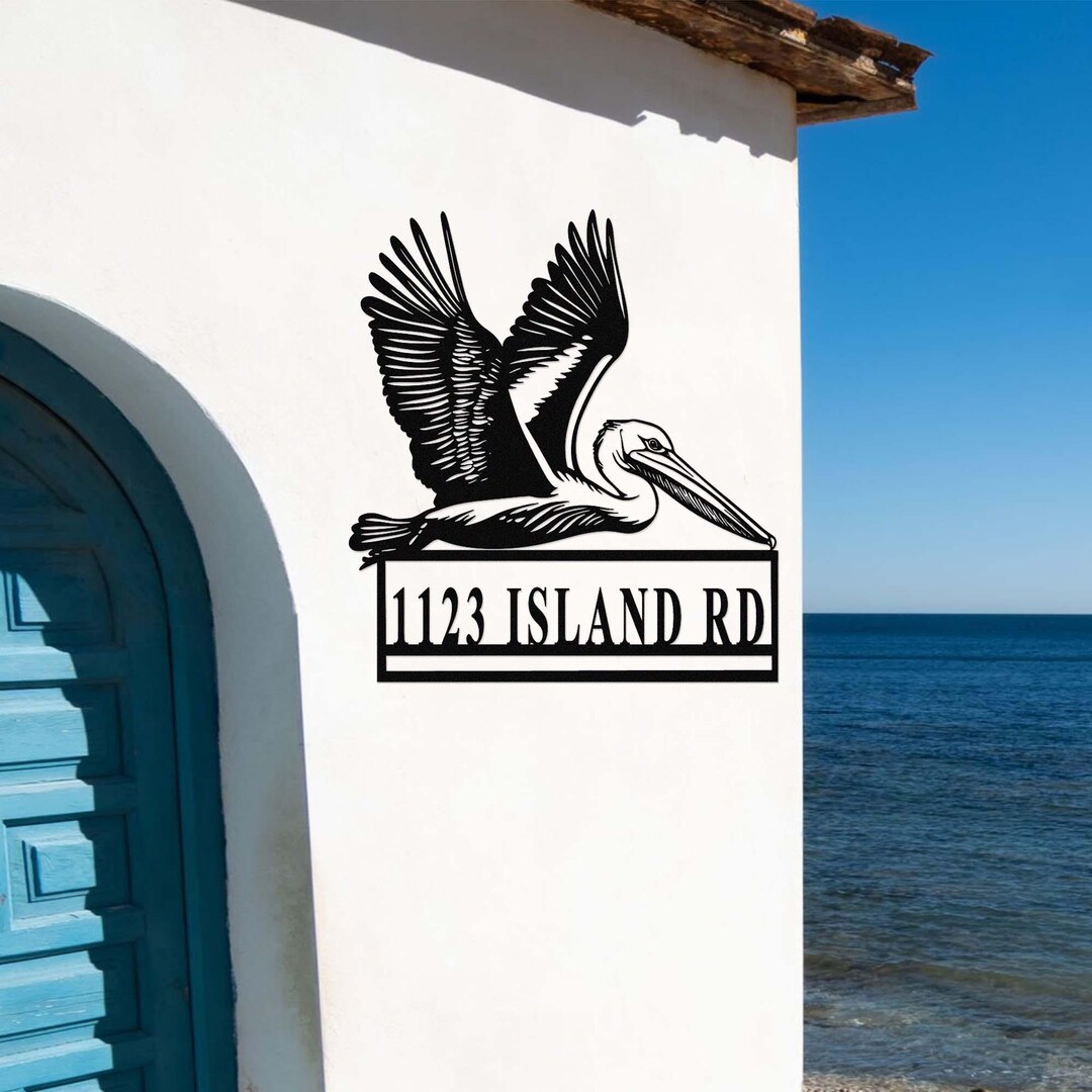 Pelican Address Plaque,custom Pelican Metal Address Sign,pelican Beach ...