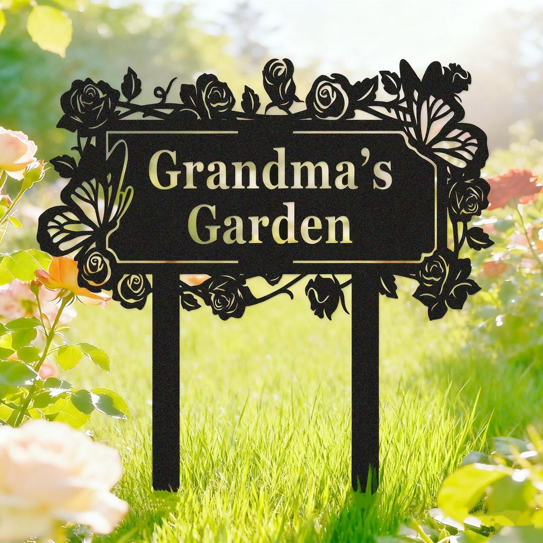 Personalized Metal Garden Sign With Roses, Custom Garden Sign ...