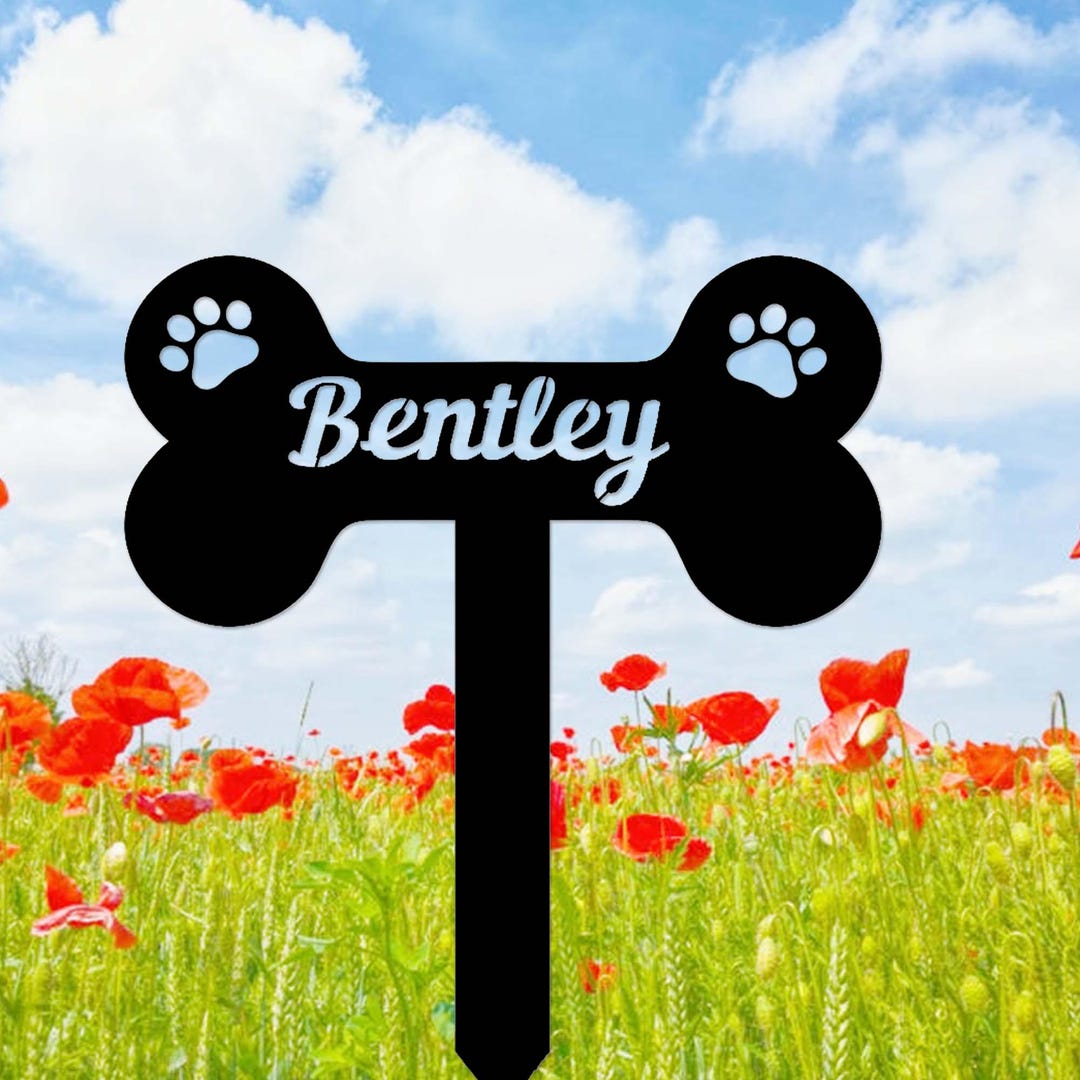 Personalized Dog Memorial Stake Sign,bone Dog Metal Grave Marker,custom ...