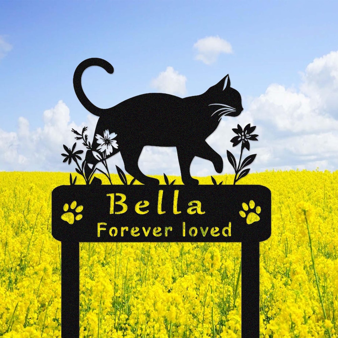 Personalized Metal Cat Garden Stake,cat Grave Marker,cat Memorial Stake ...