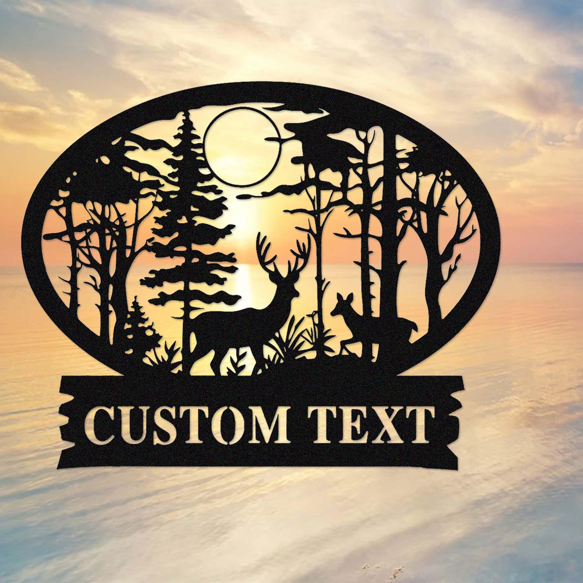 Custom Deer Metal Sign,deer Buck Cabin Sign,personalized Deer Name Sign ...