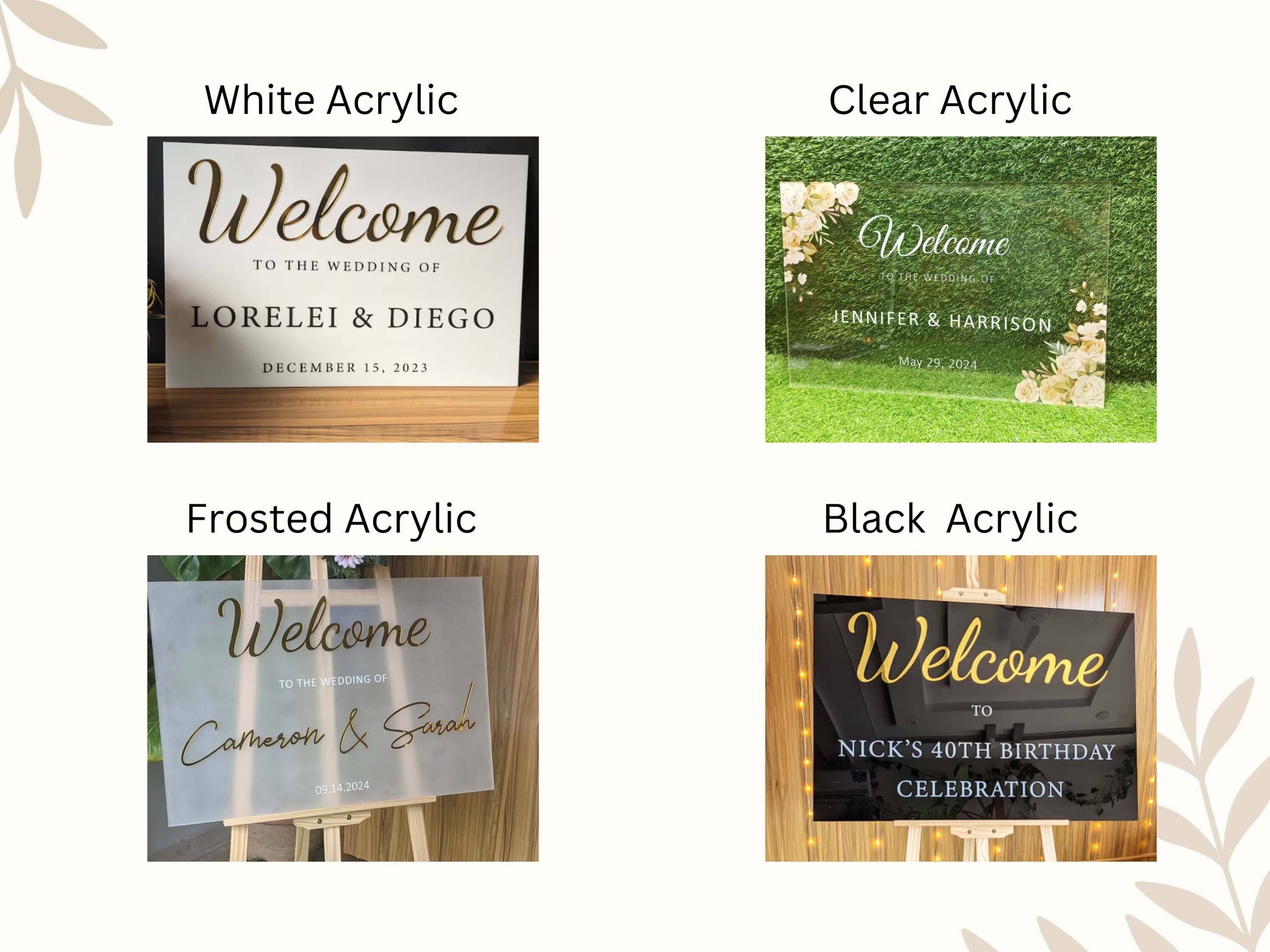 Custom Wedding Acrylic Signs, Wedding Welcome Sign, Reception Entrance ...