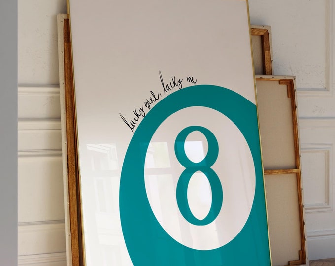 8 Ball Pink Blue Luck Chance Retro Art Print Bar Cart Decor Retro Ball ...