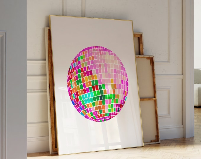 Dopamine Decor, Disco Ball Prints, Maximalist Wall Art, Quirky Home ...