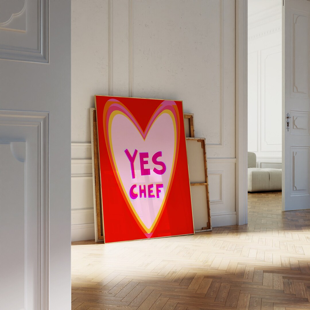 Kitchen Aesthetic Wall Art Yes Chef Art Print Retro Kitchen Trendy ...