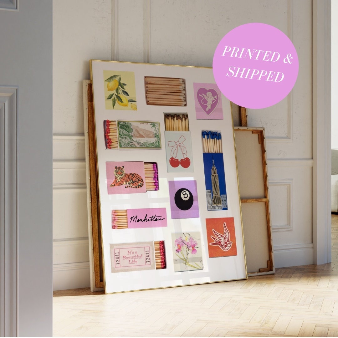 Matchbox Print Vintage Matchbook Wall Art Retro Matches Aesthetic ...
