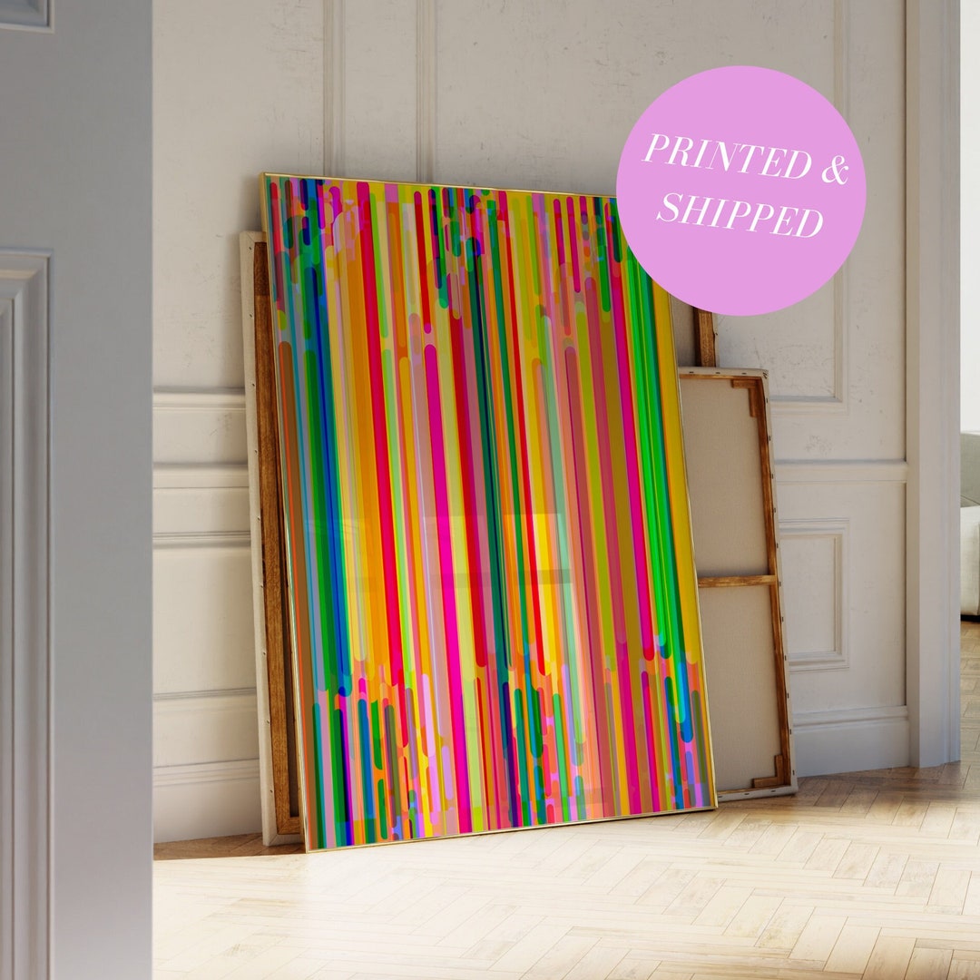 Colorful Stripes Trendy Poster Abstract Print Vibrant Wall Art Pop of ...