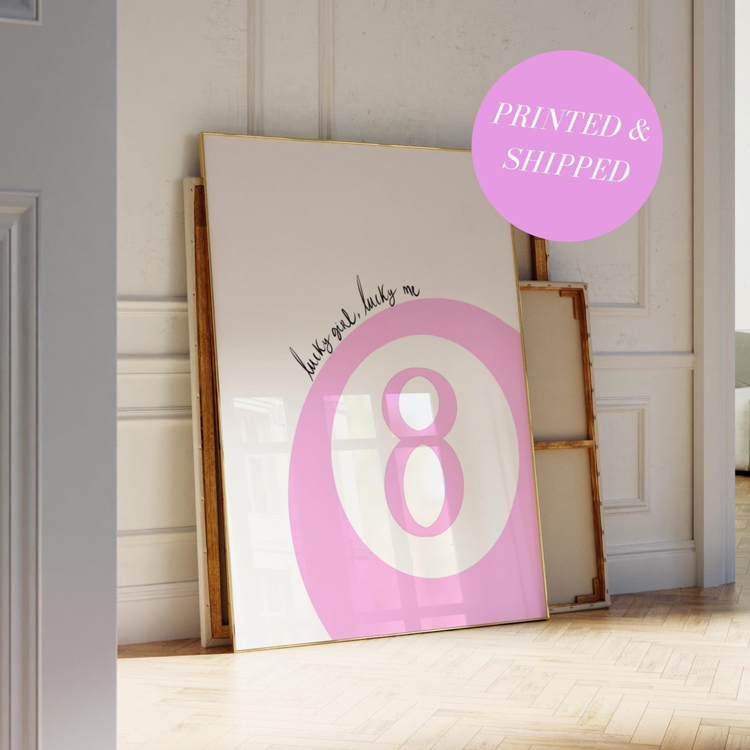 Pink 8 Ball Print Trendy Retro Poster Wall Art Eight Ball Poster Preppy ...