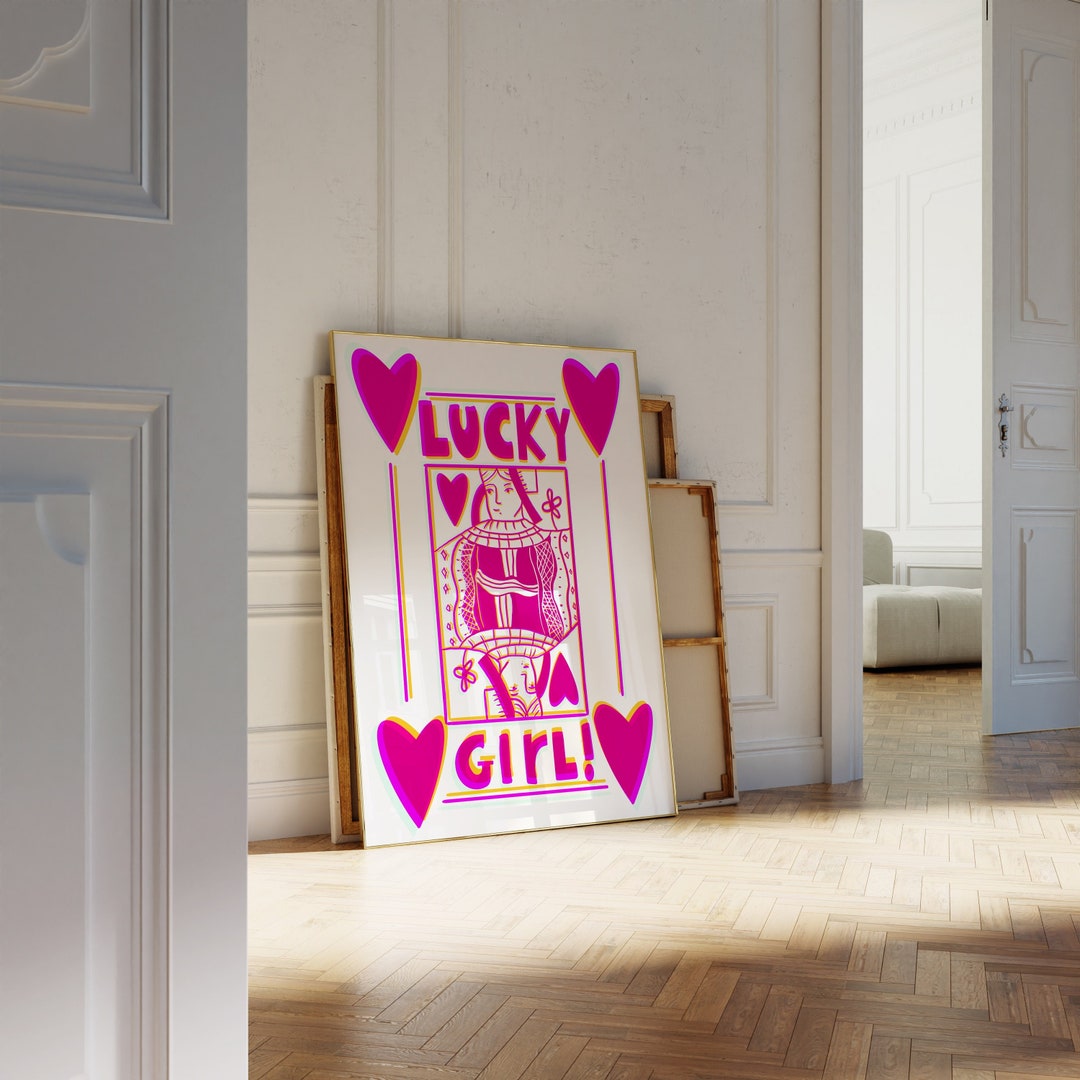 Rosa glückliches Mädchen Druck Königin der Herzen Ästhetik Poster ...