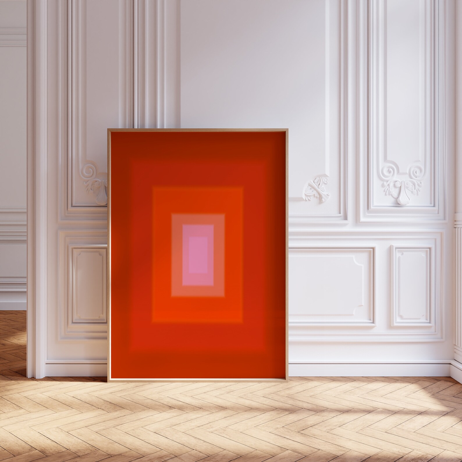 Orange Red Modern Print Minimalist Art Mid Century Poster Contemporary ...