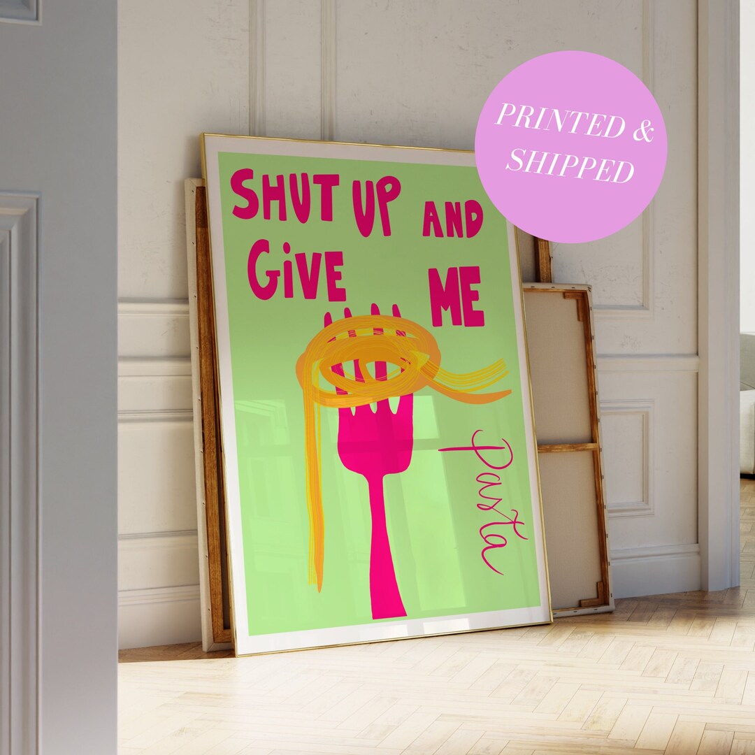 Preppy Pasta Print Spaghetti Wall Art Pasta Poster Hand Drawn Kitchen ...