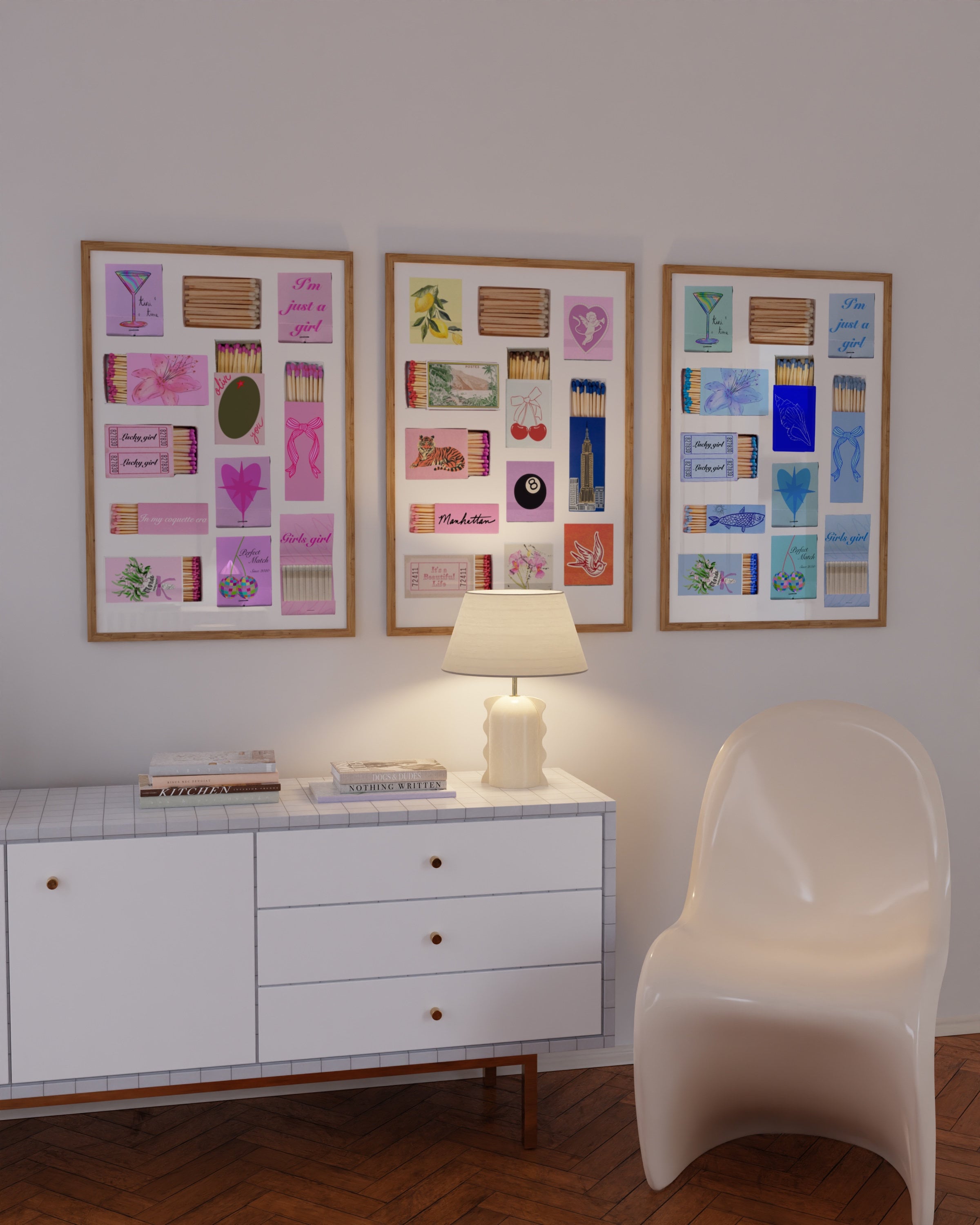 Set of 3 Matchbox Prints Trendy Prints for Apartment Coquette Room ...