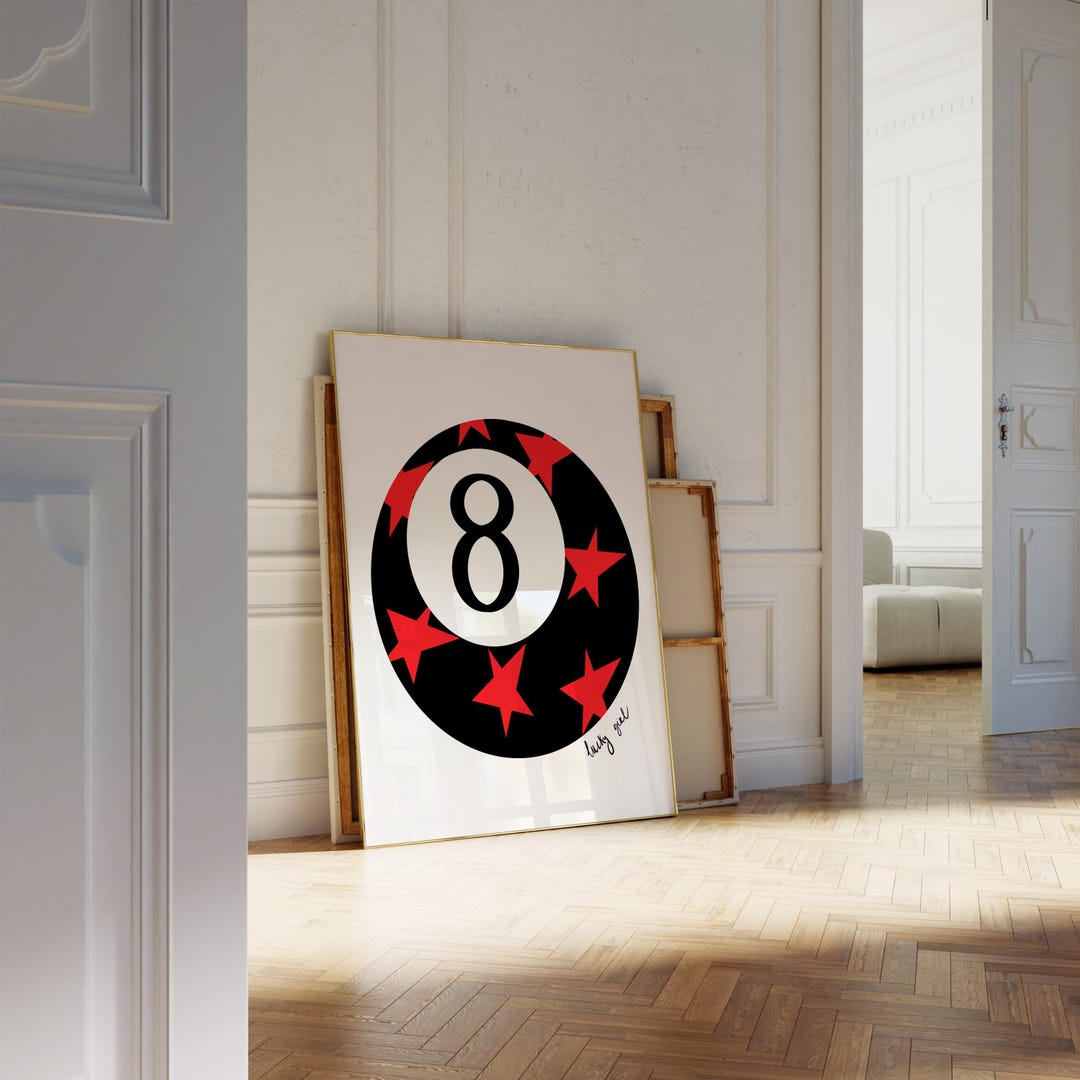 8 Ball Print Trendy Retro Poster Wall Art Eight Ball Poster Preppy ...