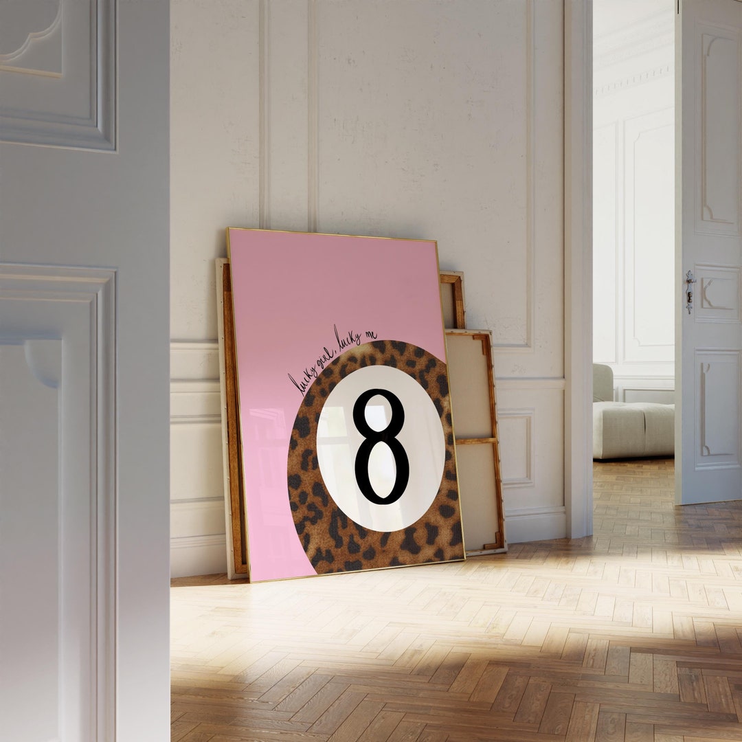 8 Ball Leopard Print Lucky Girl 8 Pool Ball Print Leopard Wall Art ...
