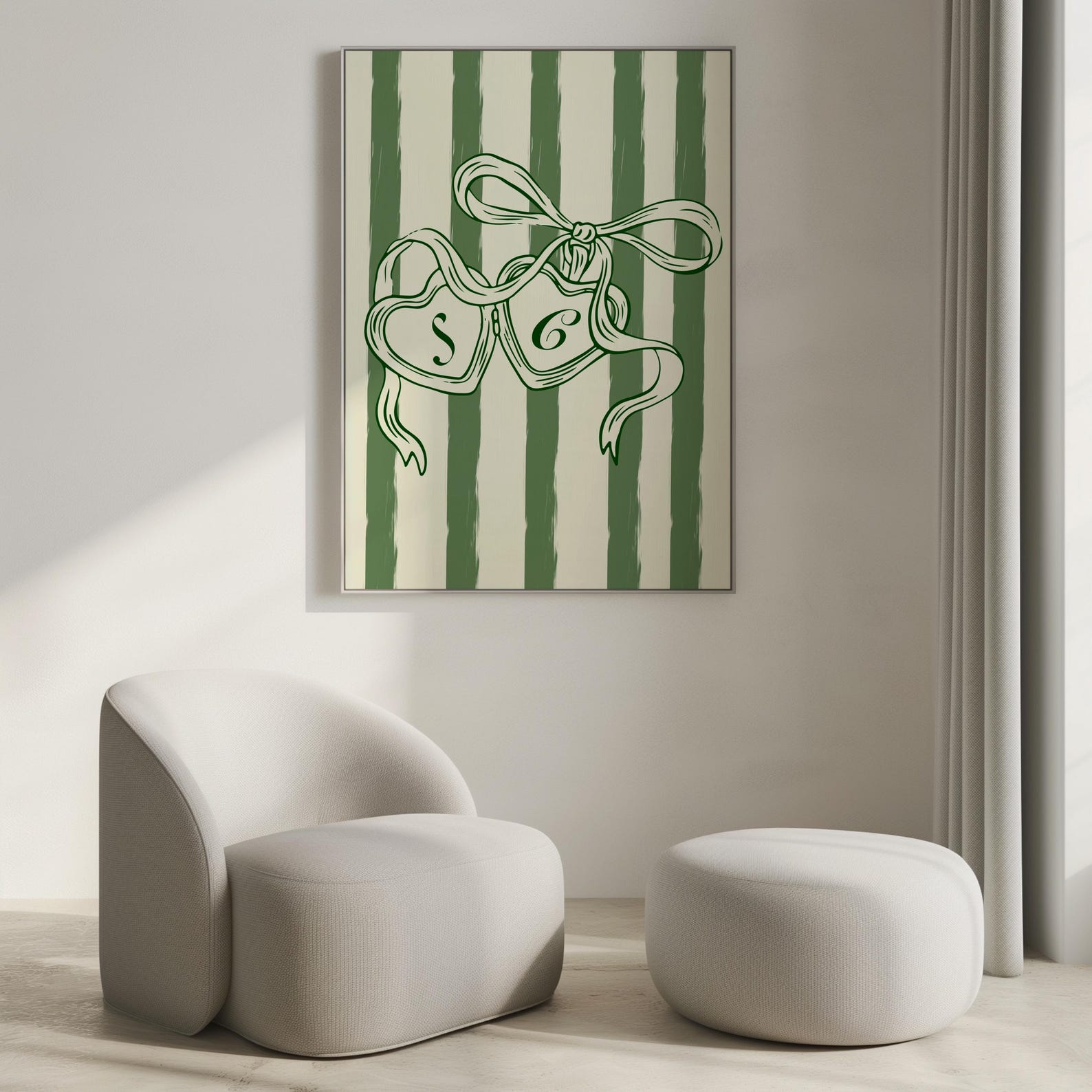 Custom Couples Initial Locket Art Print Green Couple Gift Print Trendy ...