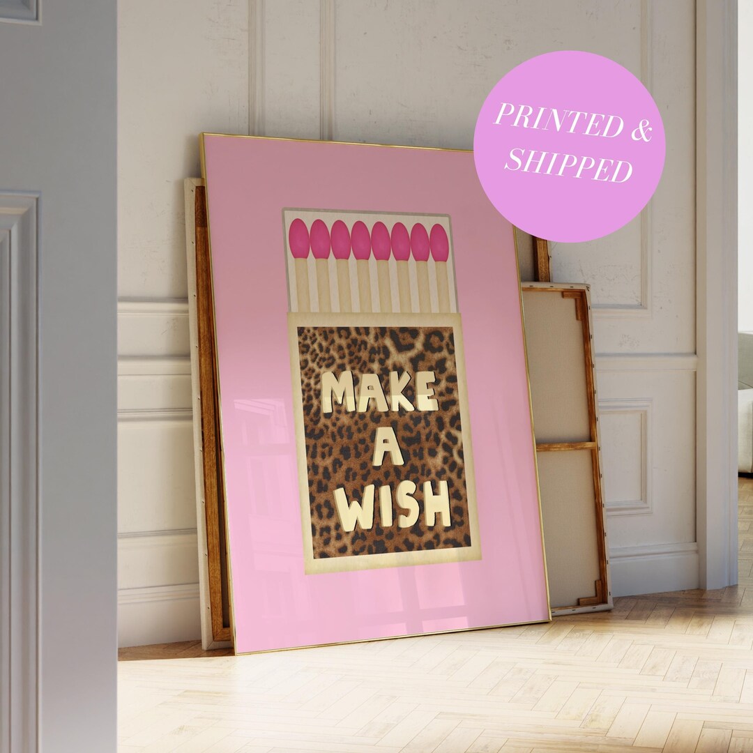 Retro Leopard Matchbox Print Vintage Matchbook Wall Art Pink Matches ...