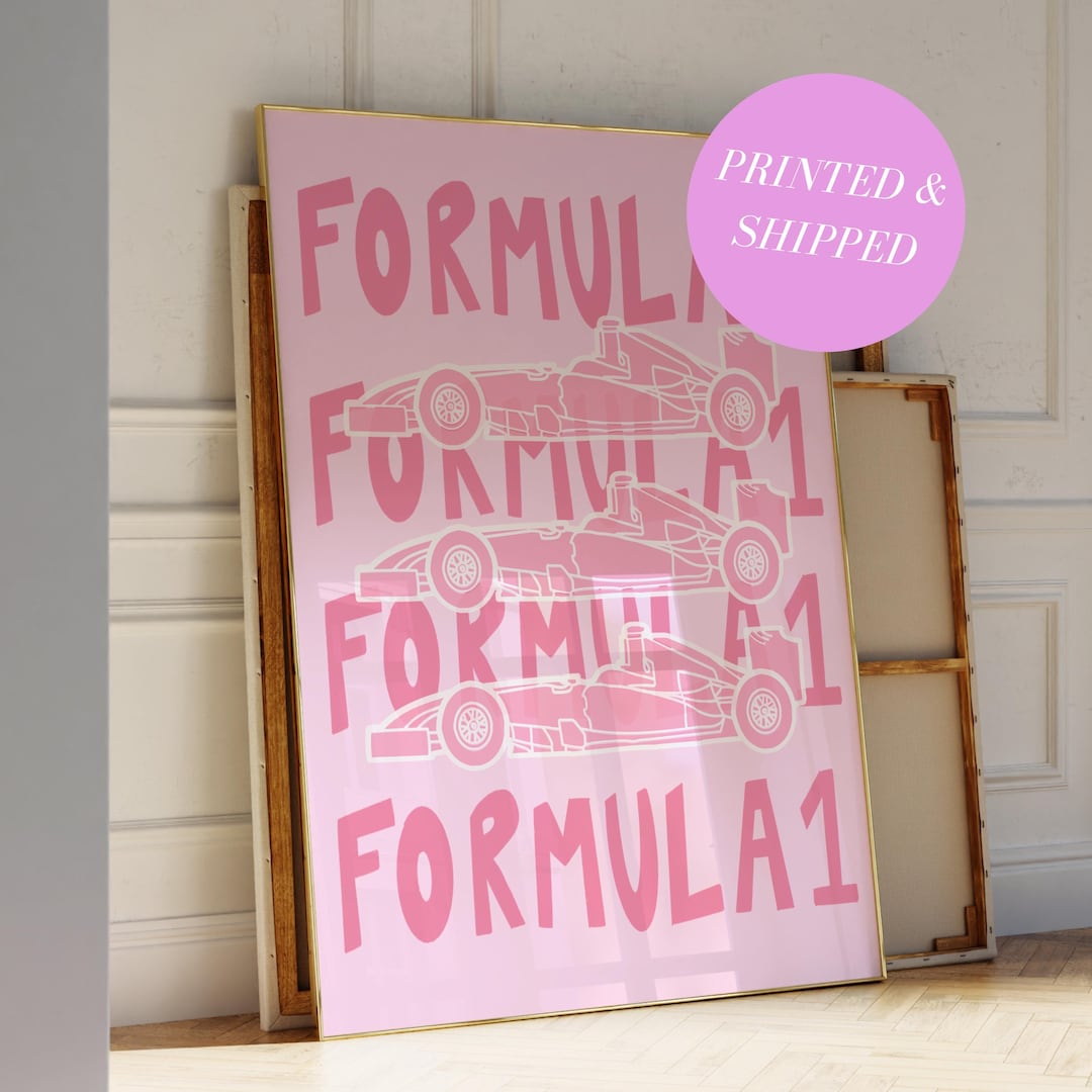 Pink Formula 1 Aesthetic Print Retro Funky Vintage Art Aesthetic Wall ...
