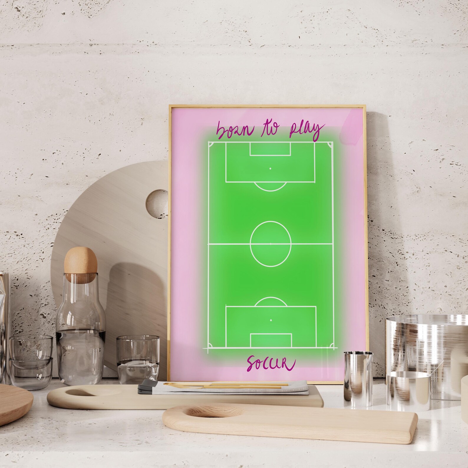 Soccer Aesthetic Print Preppy Sports Core Wall Art Soccer Field Poster ...