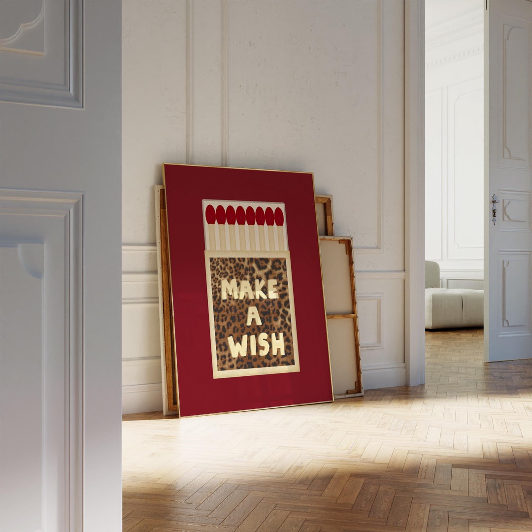 Retro Leopard Matchbox Print Vintage Matchbook Wall Art Red Matches ...