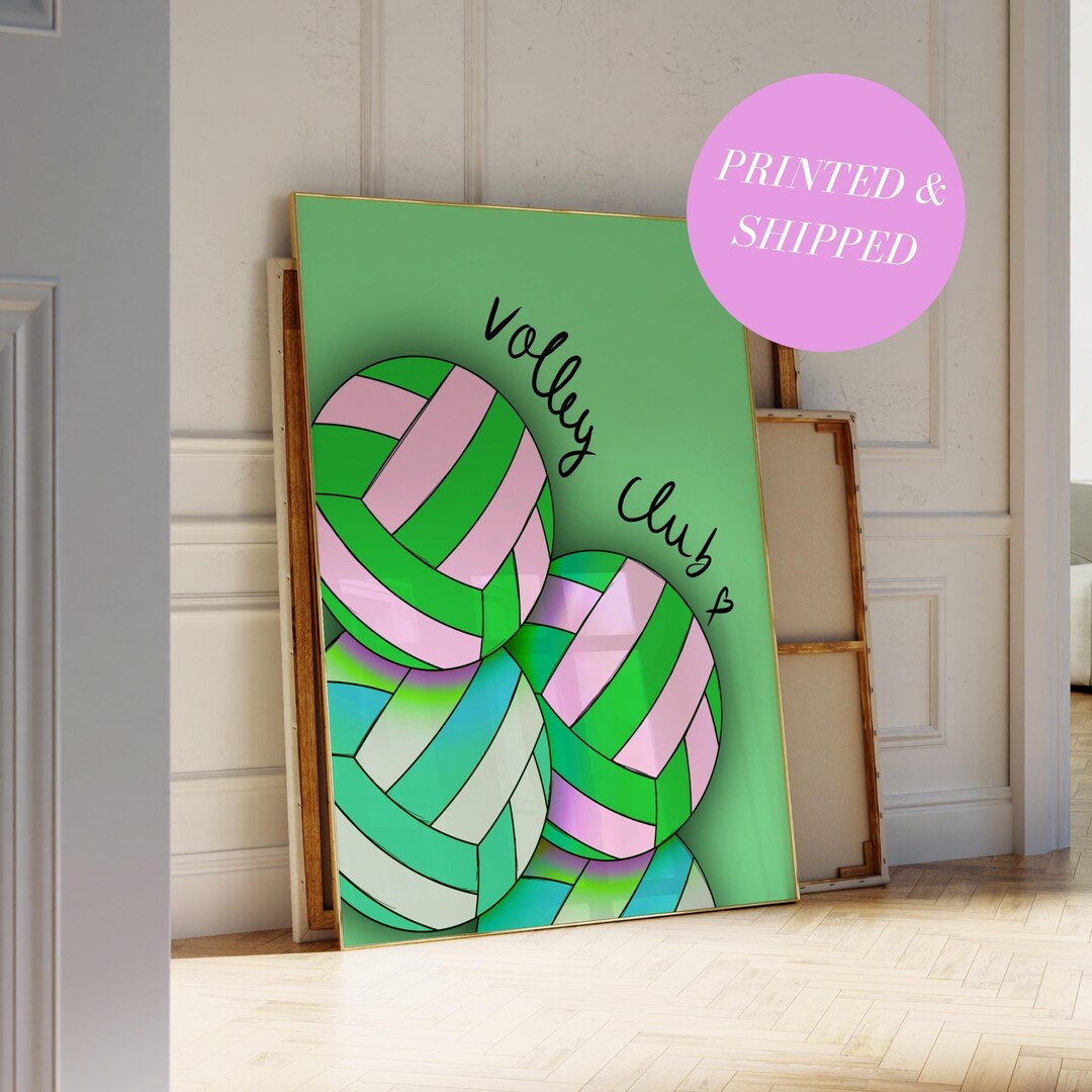 Volleyball Aesthetic Print Preppy Sports Core Wall Art Volley Ball ...