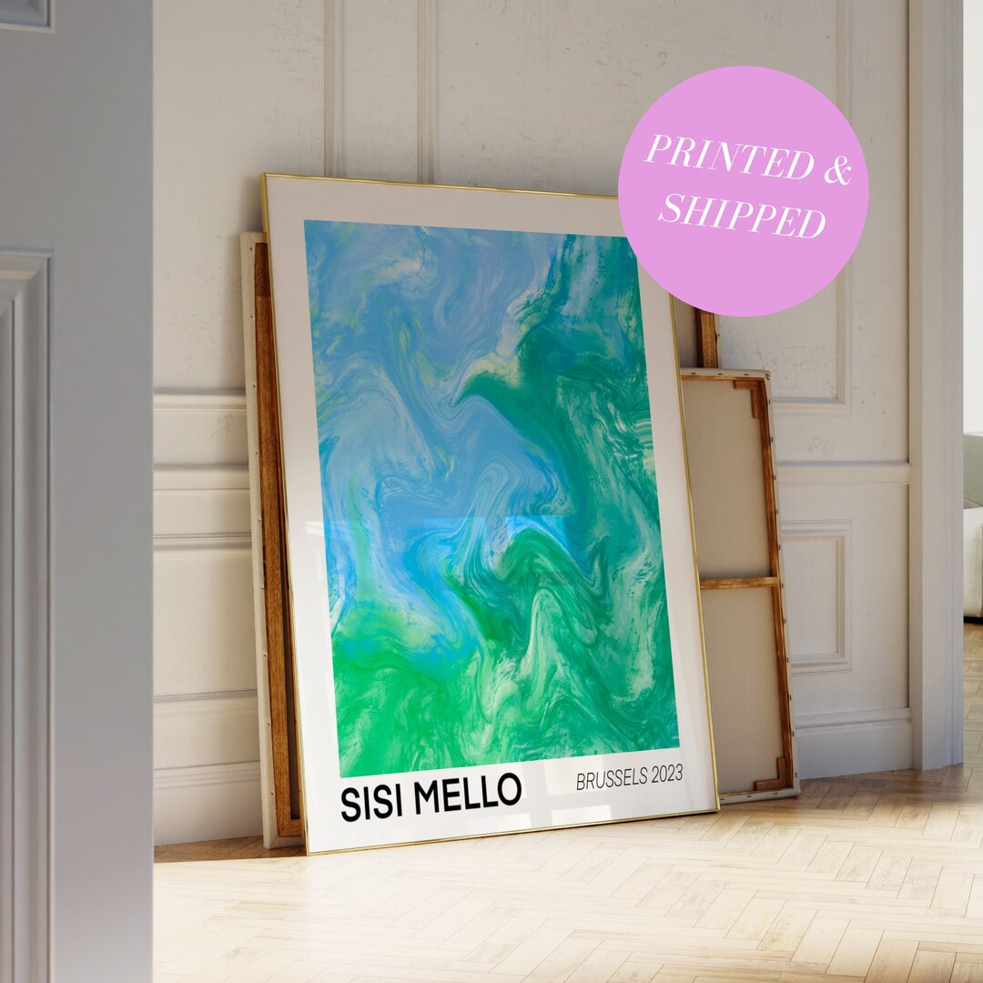 Green and Blue Wavy Abstract Poster Gradient Print Aesthetic Abstract ...