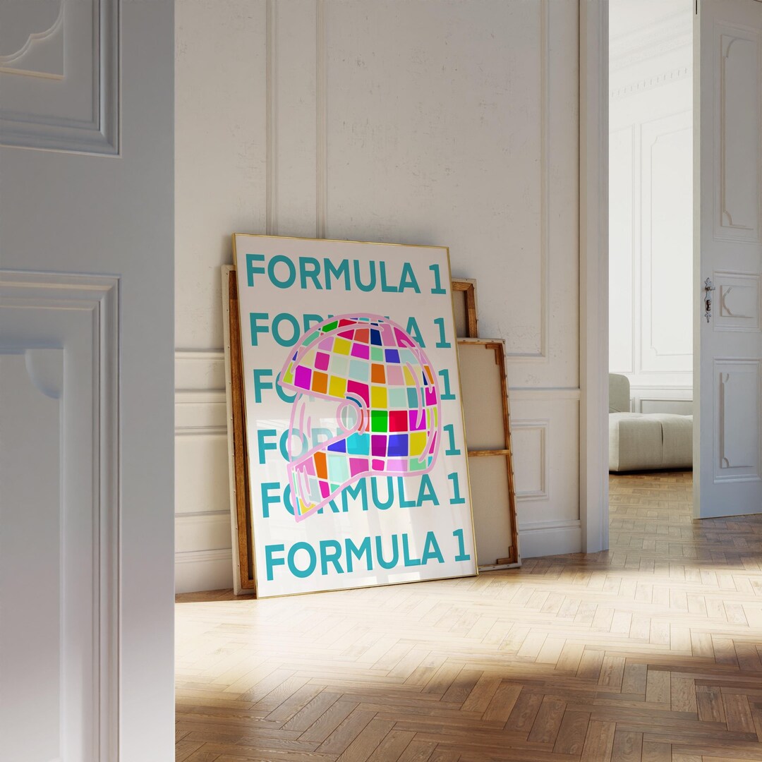 Colorful Formula 1 Aesthetic Art Poster Retro Funky Vintage Aesthetic ...