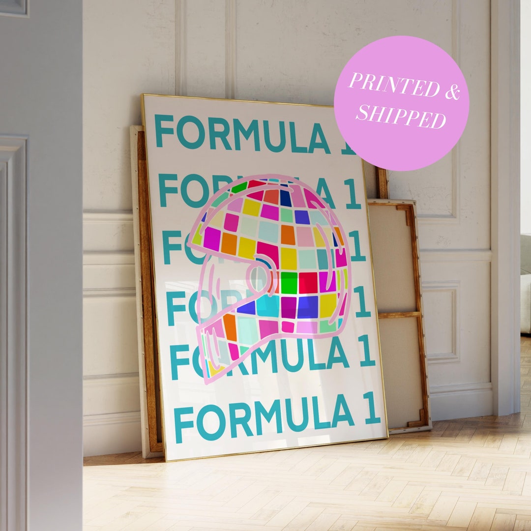 Colorful Formula 1 Aesthetic Art Poster Retro Funky Vintage Aesthetic ...