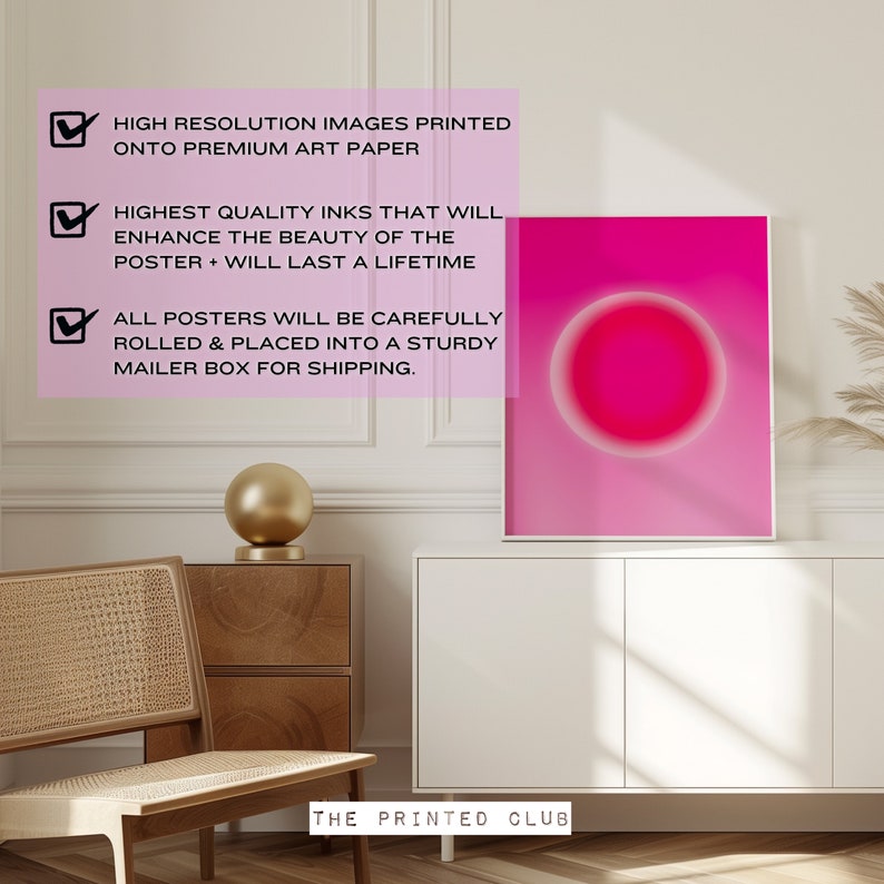 Positive Aura Poster Pink Gradient Poster Affirmation Wall Art ...