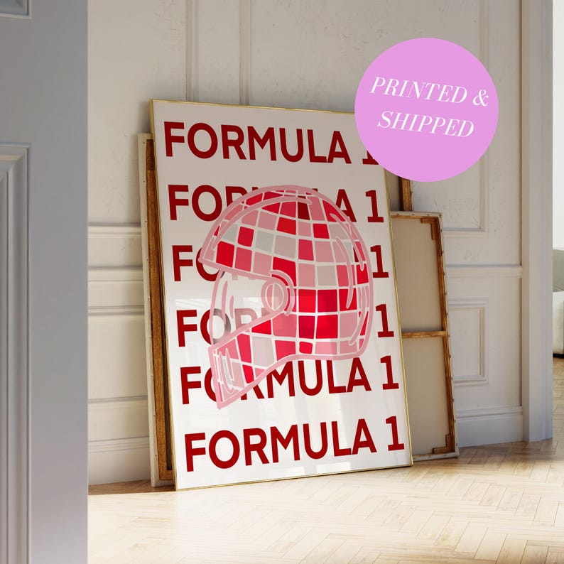 Impressão estética vermelha da Fórmula 1, estilo retrô, moderno e ...