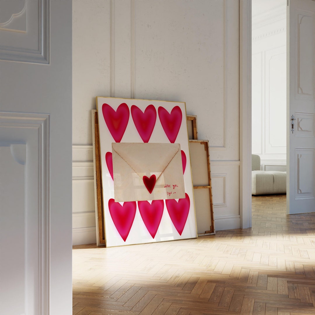 Retro Love Poster for Love Letter Art Vintage Print Red Wall Art for ...