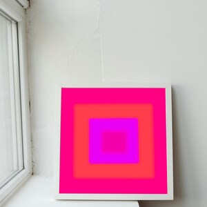 Bright Pink Square Wall Art Gradient Art Prints for Dorm Room Decor ...