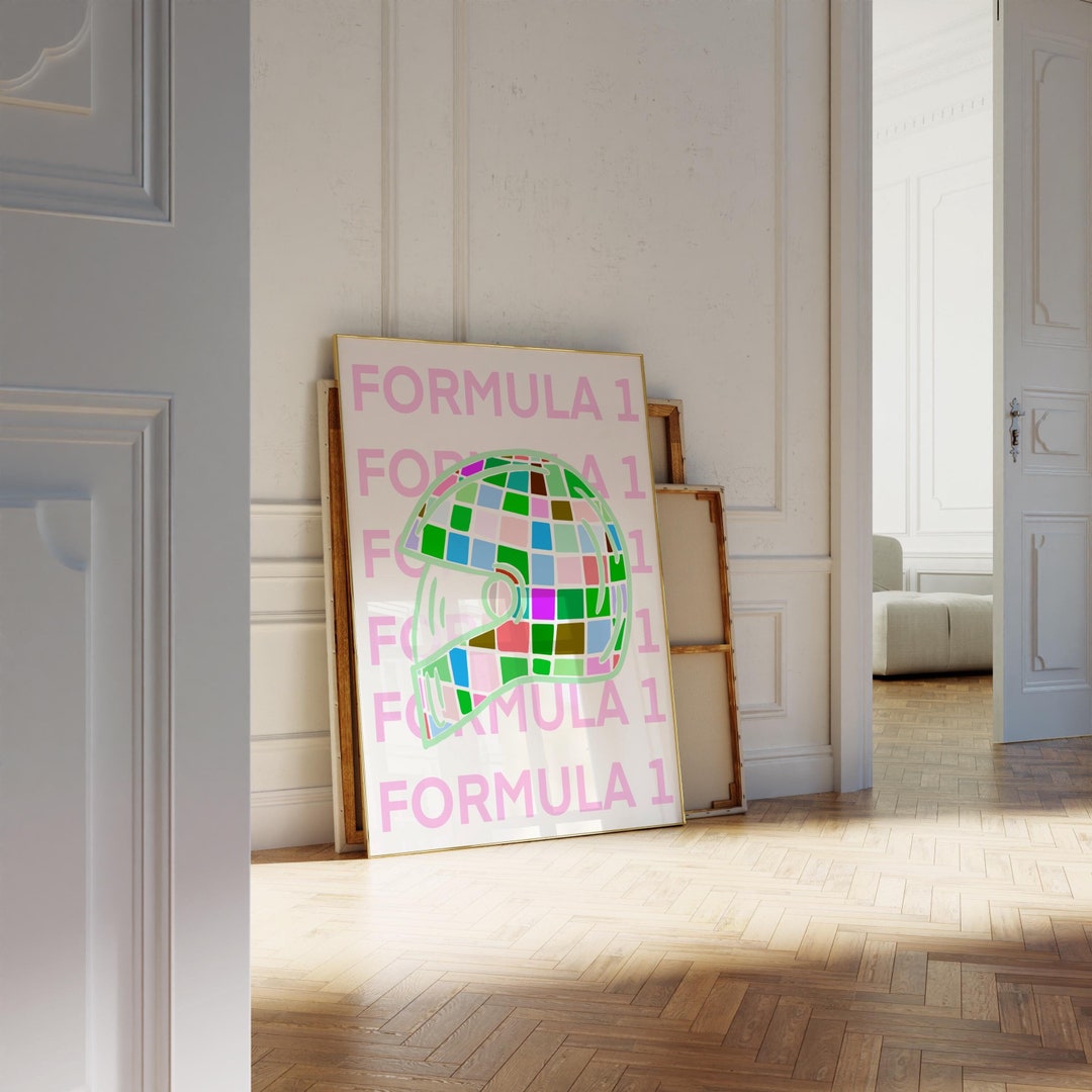 Pink Formula 1 Aesthetic Print Retro Funky Vintage Art Aesthetic Wall ...