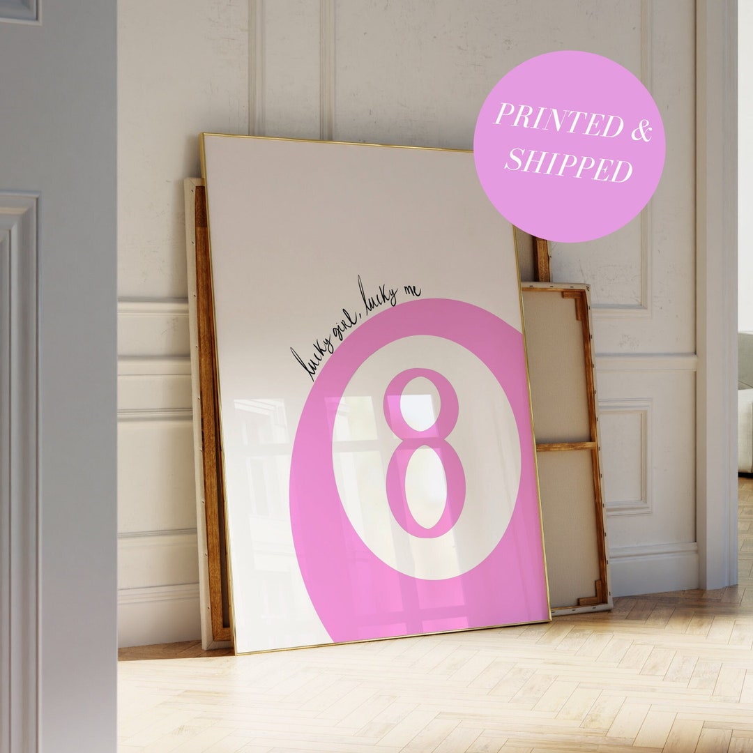 Pink 8 Ball Print Trendy Retro Poster Wall Art Eight Ball Poster Preppy ...