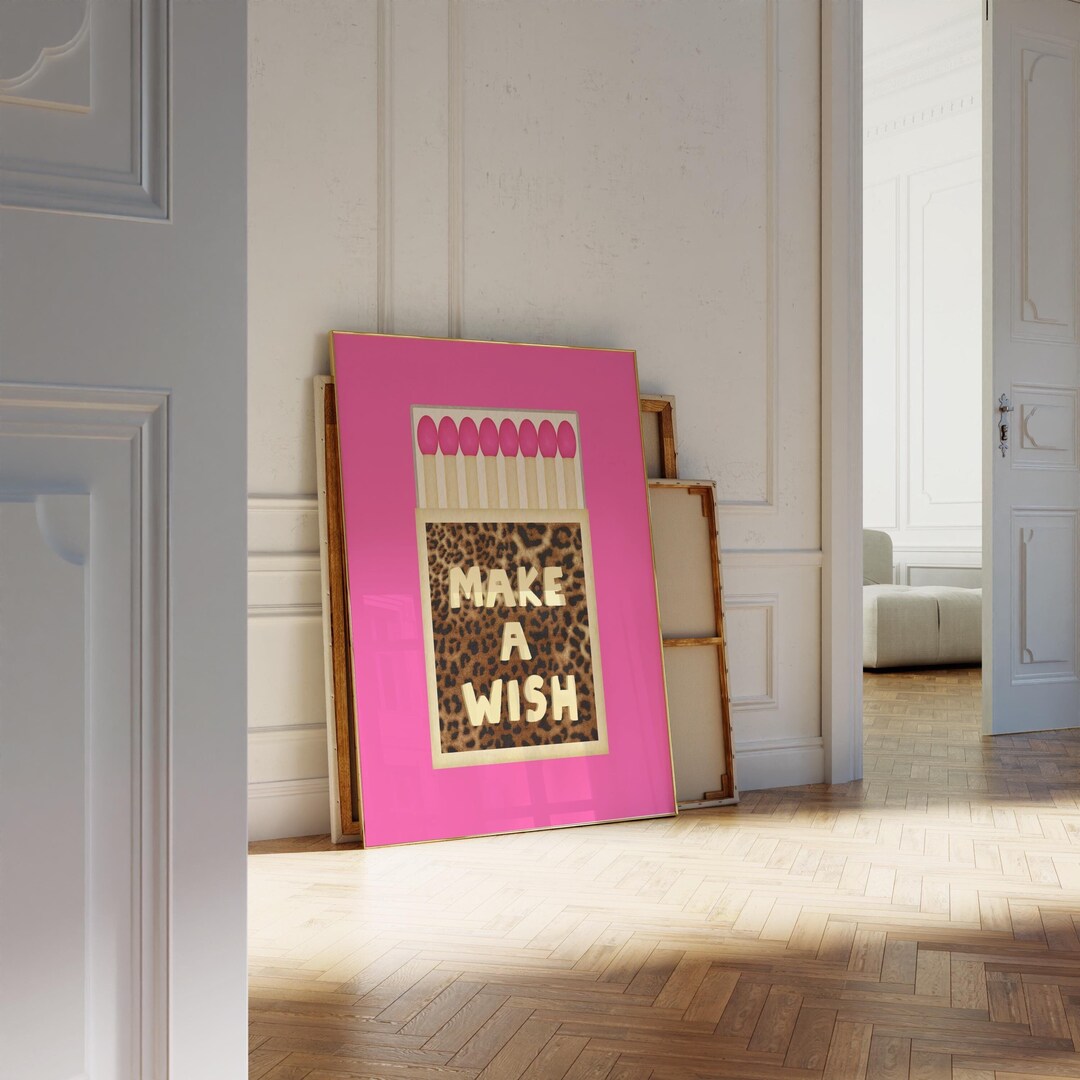 Retro Leopard Matchbox Print Vintage Matchbook Wall Art Pink Matches ...