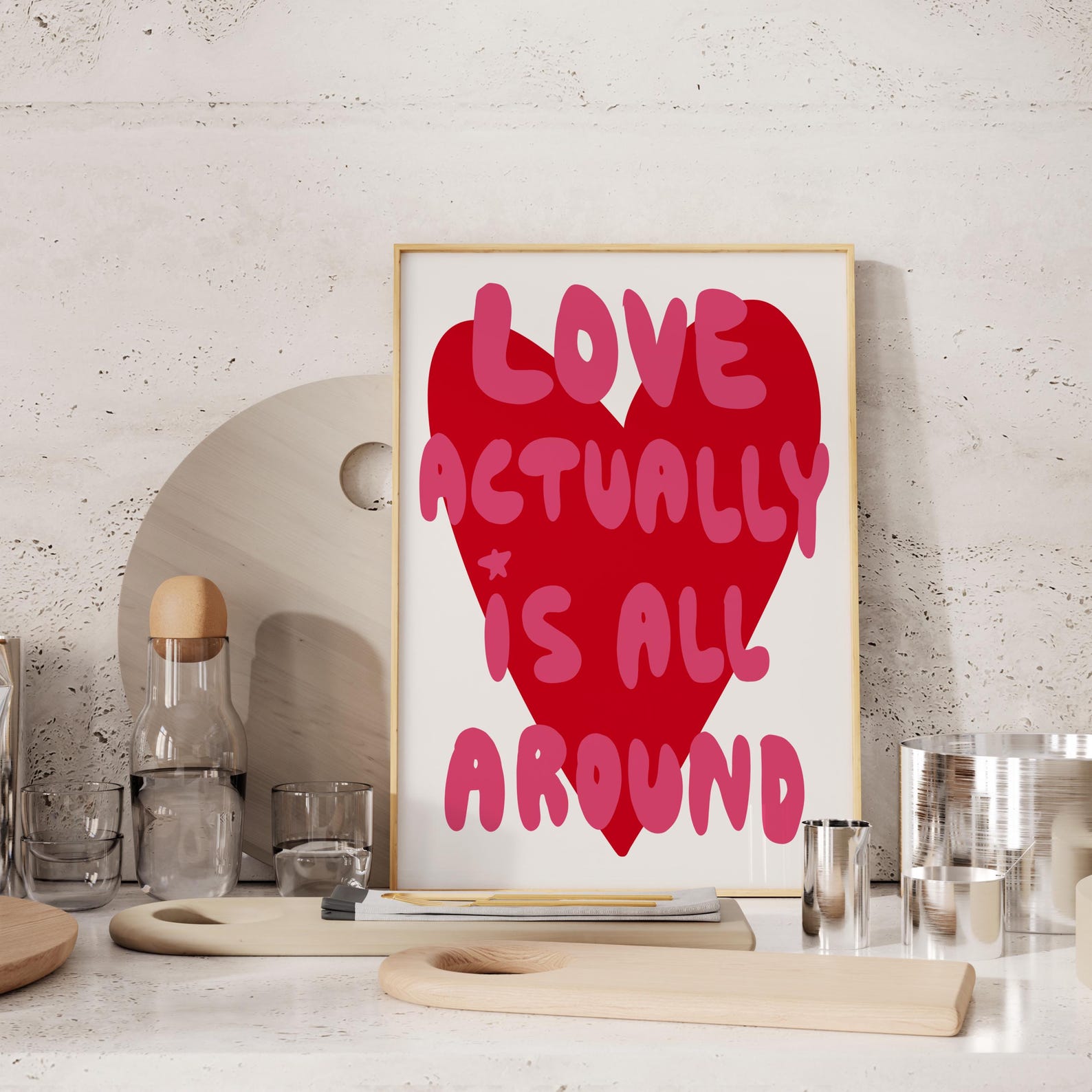 Retro Love Poster for Couples Decor Vintage Print Red Wall Art for ...